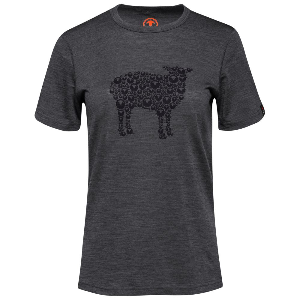 Womens Merino 150 Sheep Tee (Smoke/Black) | Isobaa