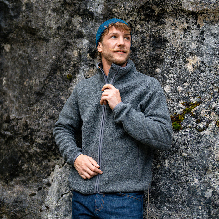 Mens 420 Merino Blend Borg Fleece (Smoke) | Isobaa
