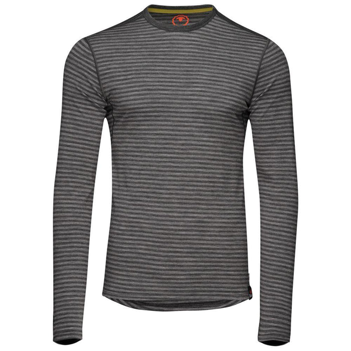 Mens Merino 180 Long Sleeve Crew (Mini Stripe Smoke/Charcoal) | Isobaa