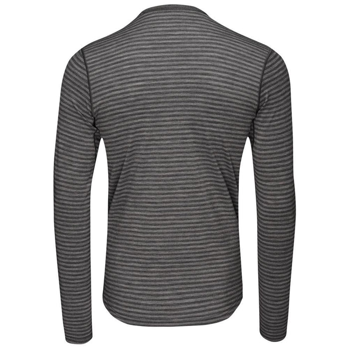 Mens Merino 180 Long Sleeve Crew (Mini Stripe Smoke/Charcoal) | Isobaa