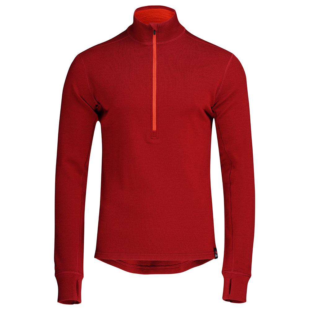 Mens Merino 320 Long Sleeve Half Zip (Red/Orange) | Isobaa