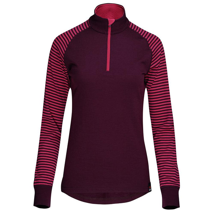 Womens Merino 200 Long Sleeve Zip Neck (Wine/Fuchsia) | Isobaa